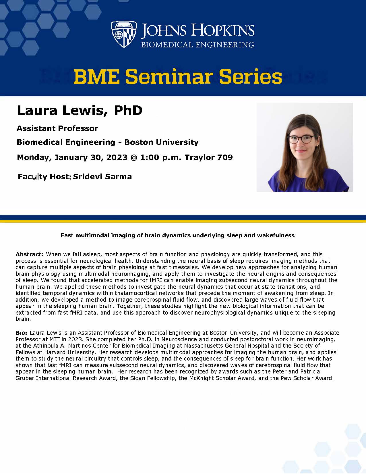 BME Seminar – Laura Lewis - Johns Hopkins Biomedical Engineering