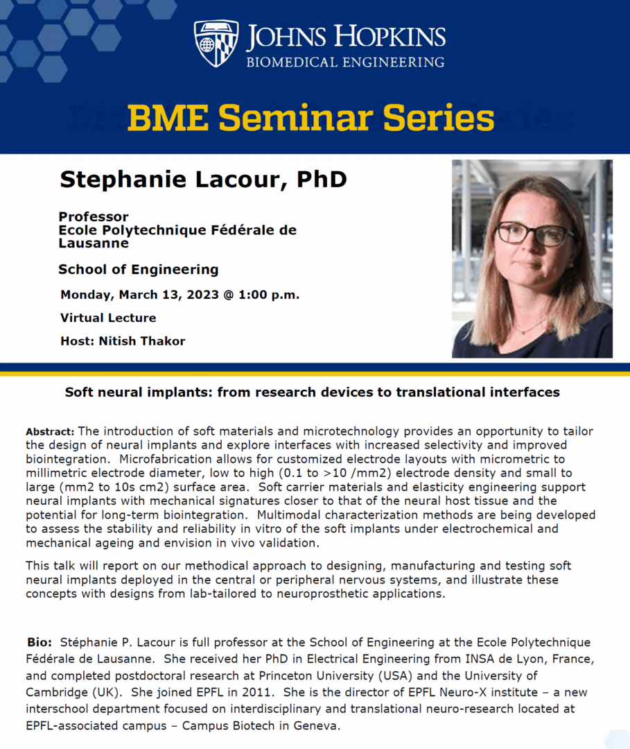 BME Seminar – Stephanie Lecour - Johns Hopkins Biomedical Engineering