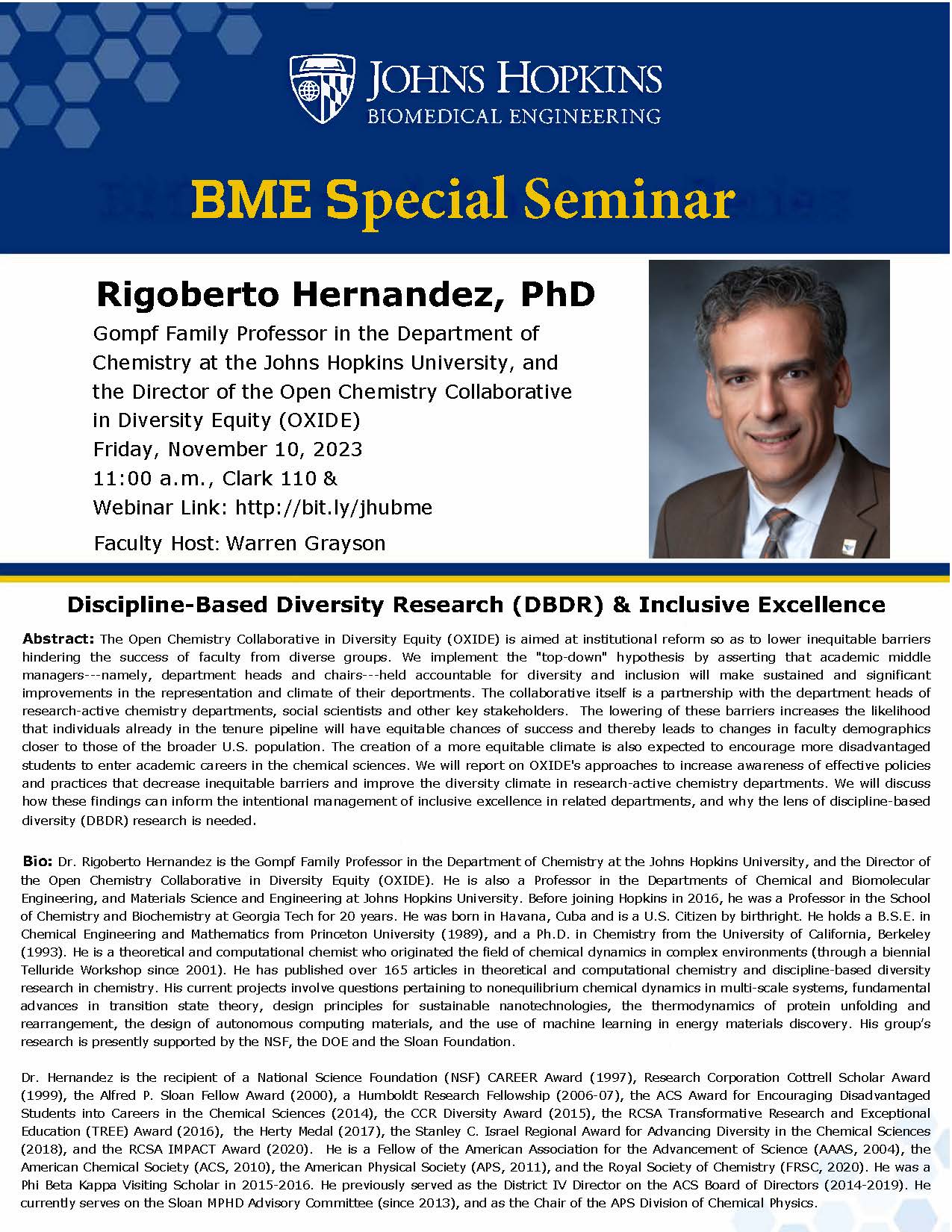 BME Seminar – Rigoberto Hernandez - Johns Hopkins Biomedical Engineering